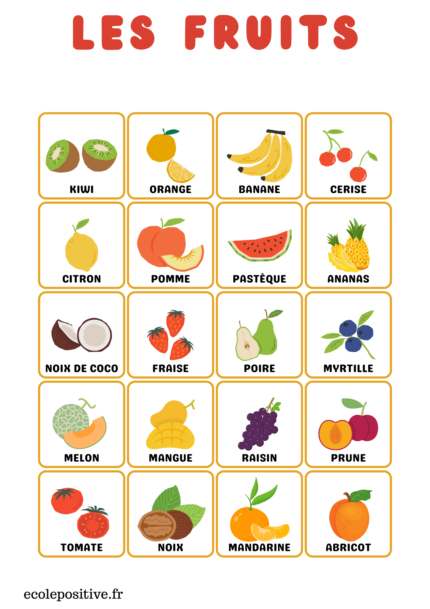 Activités autour des fruits - Ecole Positive